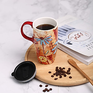 Topadorn 17 oz Tall Ceramic Travel Mug Coffee Cup with Sealed Lid,set of 2