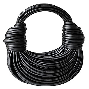 Women Hand-Woven Bread Purse and Handbag Leather Top Handle Satchel Shoulder Crossbody Creative Noodles Underarm Hobo Bag (black)