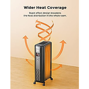 Dreo Radiator Heater, Upgrade 1500W Electric Portable Space Oil Filled Heater with Remote Control, 4 Modes, Overheat & Tip-Over Protection, 24h Timer, Digital Thermostat, Quiet, Indoor