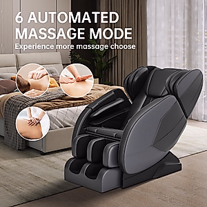 FOELRO 2024 Massage Chair, Full Body Massage Zero Gravity Chair with Foot Massage, Waist Heater, Bluetooth, Black Gray Color Collision Design