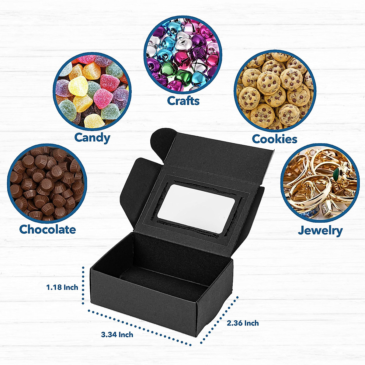 Hasbin Black Small Favor Boxes with Clear Window - 3" x 4" Soap Boxes for Homemade Soap and Candy Boxes for Gift Giving - Paper Small Boxes for Treats - Mini Candy Boxes Packaging (25 Count (Pack of 1))