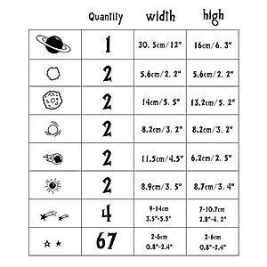 Planet Wall Decal, Boys Room Decor, Outer Space Wall Decals, Star Wall Stickers, Vinyl Wall Decals for Children Baby Kids Boys Bedroom, Nursery Decor Y04 (Blue)