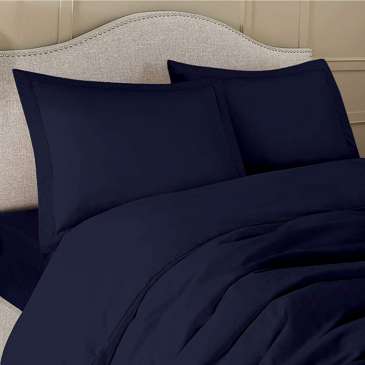Saferay Green Super King Plus Duvet Cover Set 120x120 Inch - 3 Piece Lightweight Comforter Cover Bedding Cover Bed Decor All Season Super King Plus - 1 Duvet, 2 Pillow Shams (Navy Blue)