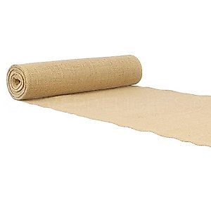 CleverDelights 14" Premium Burlap Roll - 10 Yards - No-Fray Finished Edges - Natural Jute Burlap Fabric