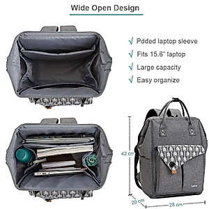 Lekesky Laptop Backpack Women 15.6 Inch Travel Backpack for Work Stylish and Water Repellent, Grey