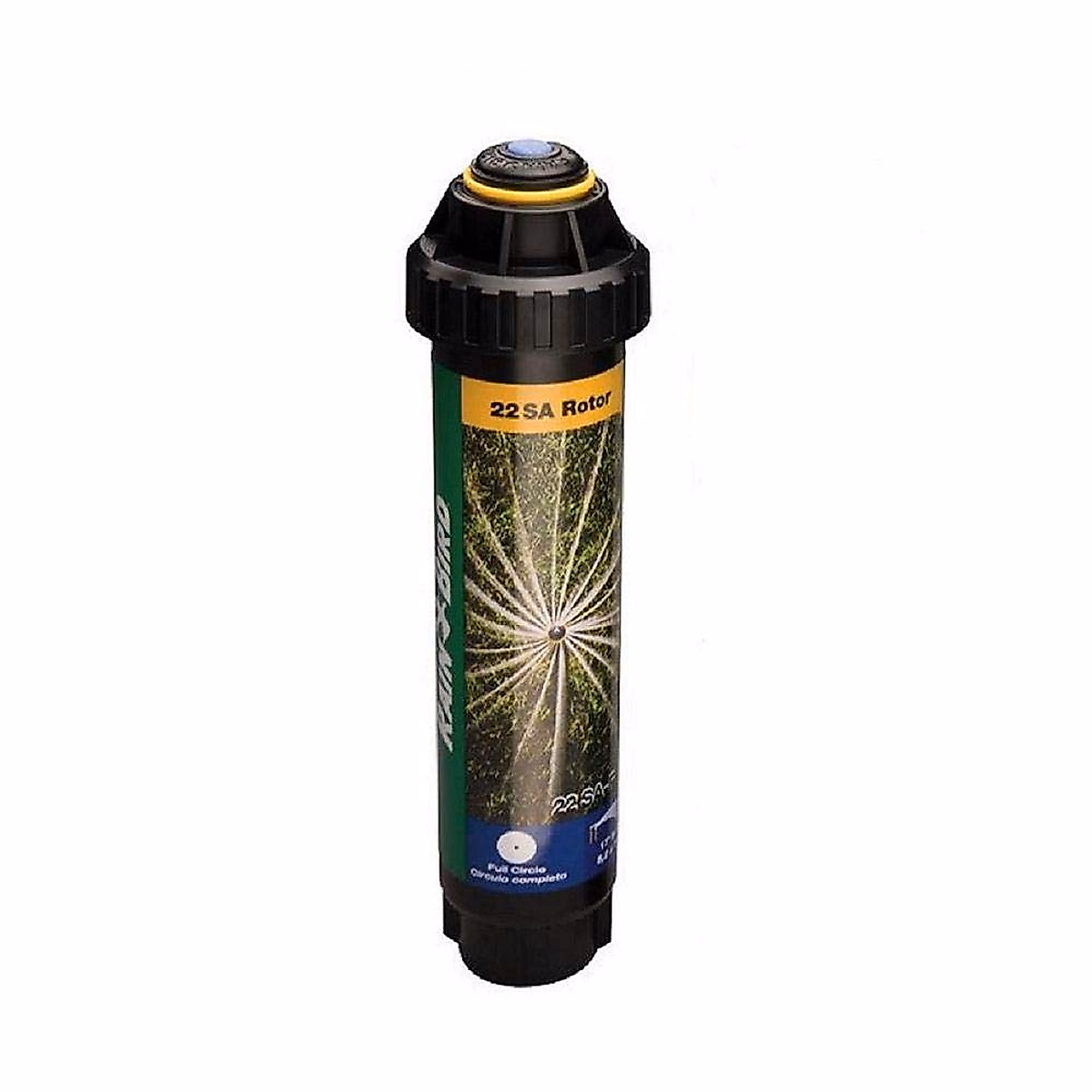 Rain Bird 22SAF Mini Rotary Pop-Up Spray, 360° Full Circle Pattern, 18' - 24' Spray Distance, 4" Pop-up Height,Blacks