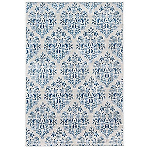 MARTHA STEWART x SAFAVIEH 2' x 4' Cream/Blue MSR2856D Floral Non-Shedding Entryway Living Room Foyer Bedroom Accent Rug (MSR2856D-24)