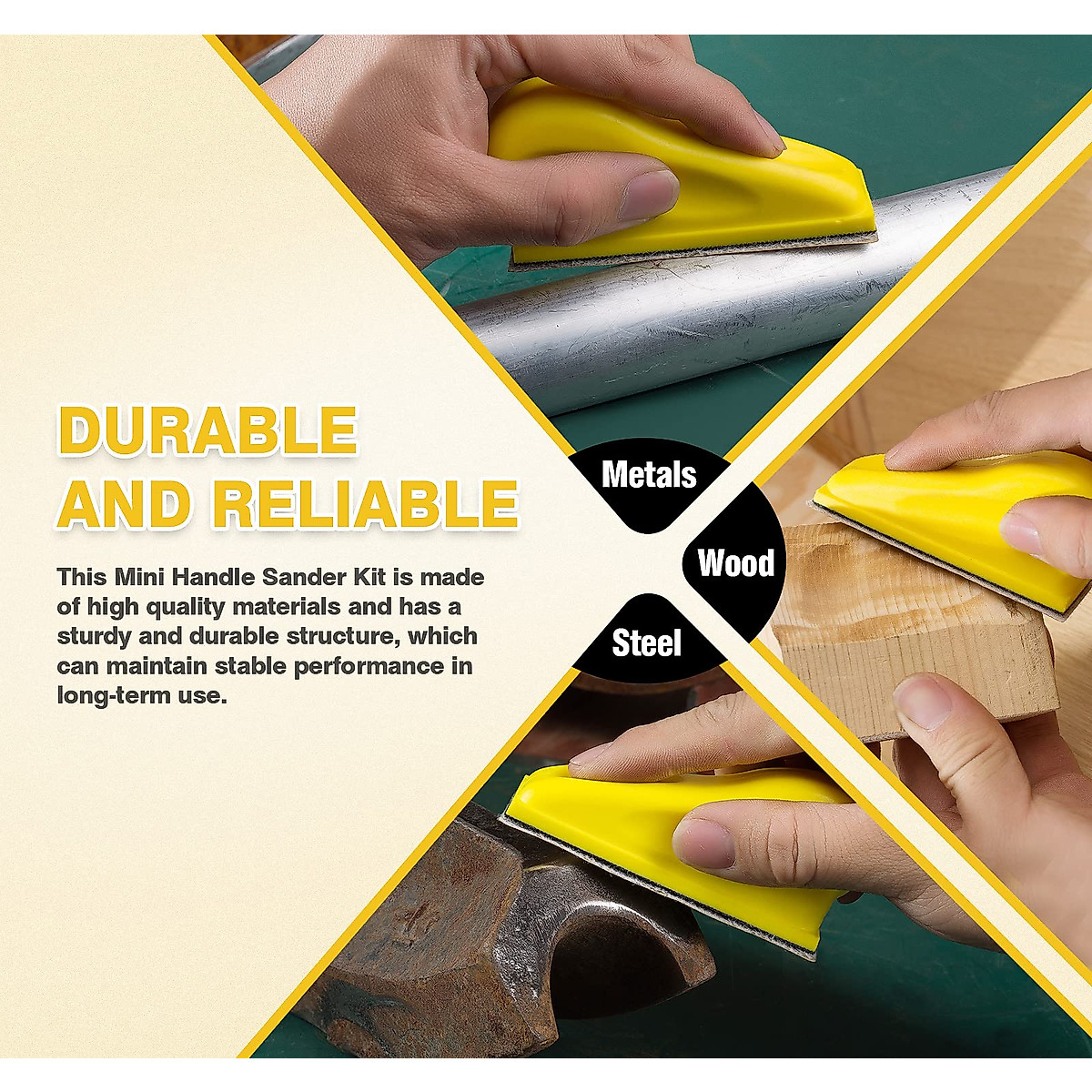 S SATC Micro Hand Sanding Block Kit 3.5”x1.1”x1.8”Hand Sanding Block and 70 PCS Sandpaper Sheets 10 Each 80/120/150/180/220/240/400 Grit Wood Woodworking, Small Detail Finishing Sander