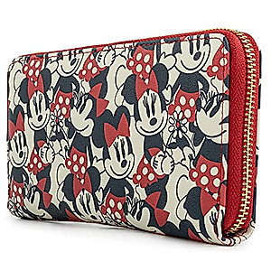 Loungefly Disney Mickey & Minnie Mouse Wallet Zip Around Clutch Faux Leather