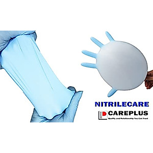 Care Plus NITRILECARE Blue Nitrile Exam Gloves, 100-Count S M L XL, 3 Mil, Clinic-Office-Daily, Medical, First-Aid, Clinics, Cooking, Cleaning, Puncture-Resistant (8FZ0003U)