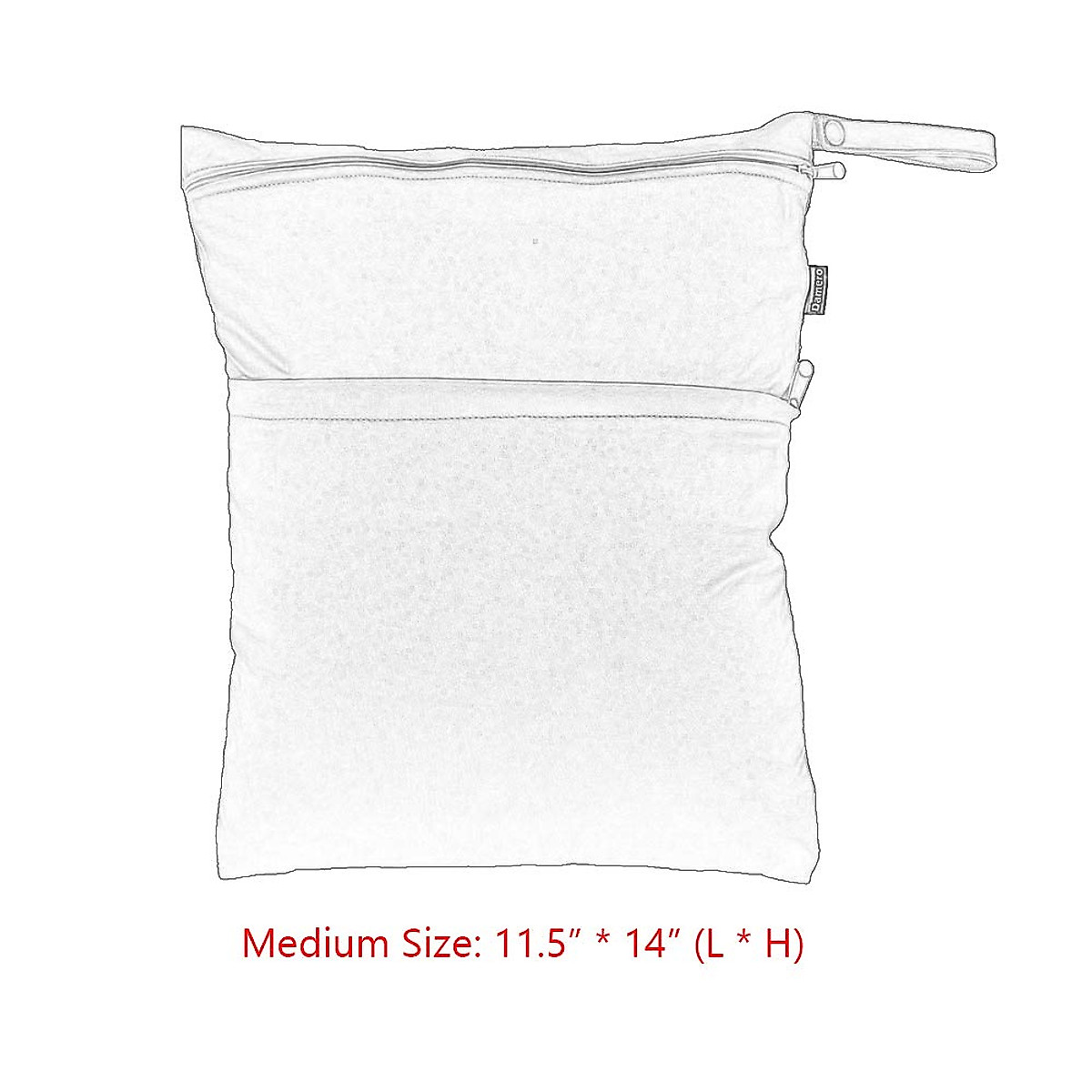 Damero 2 Pack Travel Wet Dry Bag Organizer with 2 Pockets and Handle for Cloth Diaper, Baby Clothes, Pumping Parts, Swimsuit and More, Cute and Spacious, Easy to Grab and GO(Medium, Green+Light Blue)