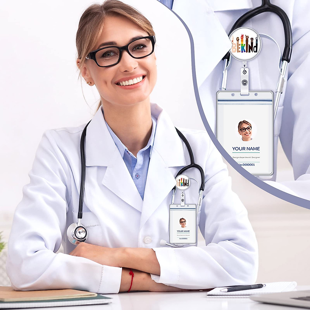 Junkin 6 Pack Pride Badge Reels Be Kind Badge Reels Retractable Rainbow Alligator Clip Scroll Funny Holder for Student Teacher Office School Worker Nurse ID Name Decoration Cute