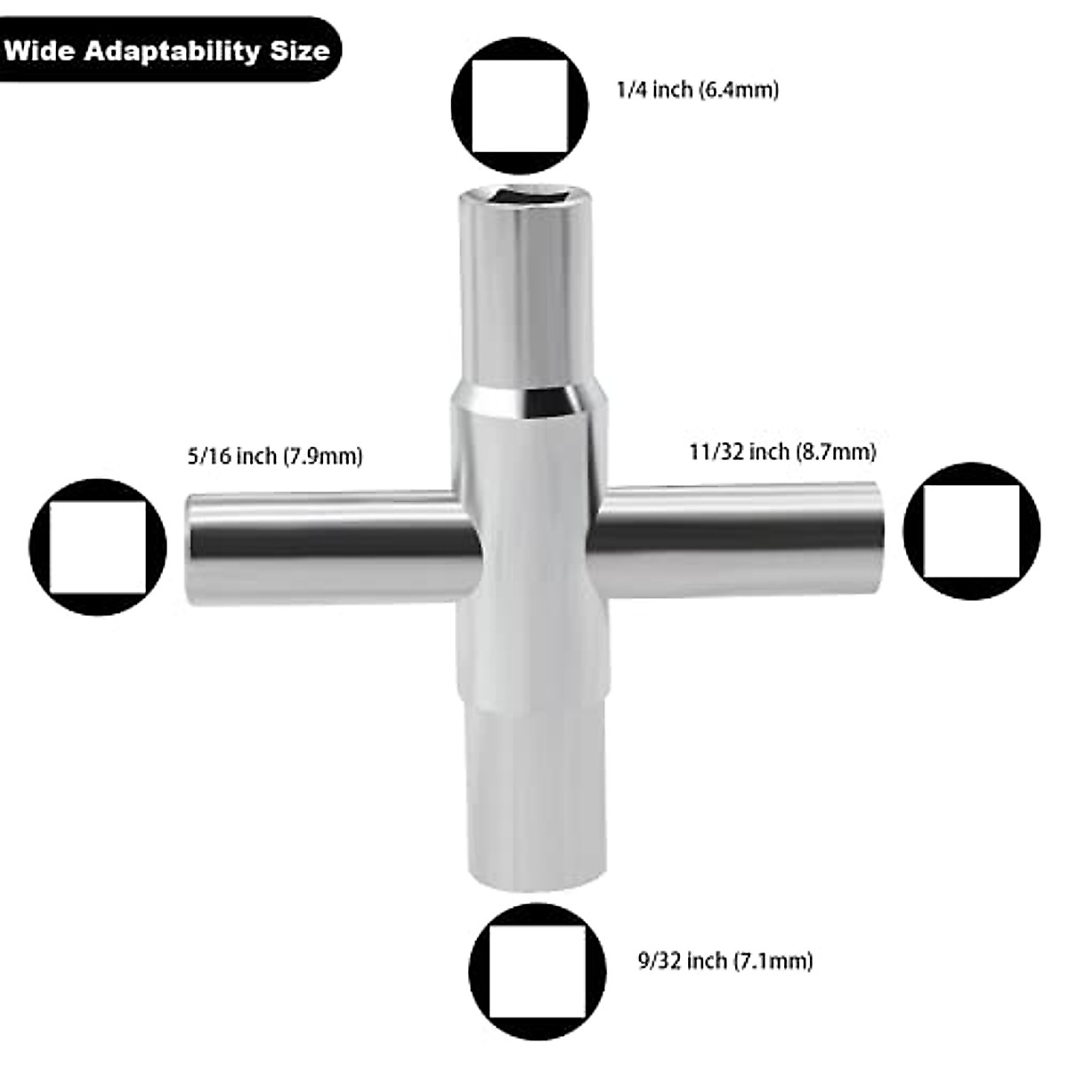 CIZTADA 4 Way Sillcock Key 2-Pack Multi-functional Water Utilities Key Stainless Triangle/Square Wrench Tool for Faucet, Spigots, Valve and Cabinet Cupboard