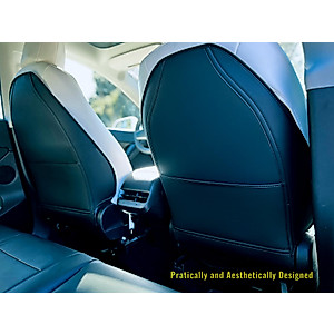 LunaBox Seat Back Protector Designed for Tesla Model Y/3 - Wear Resistant Seat Protector, Seat Back Kick Mats with Bigger Organizer Pocket - 2 PCS (Black)