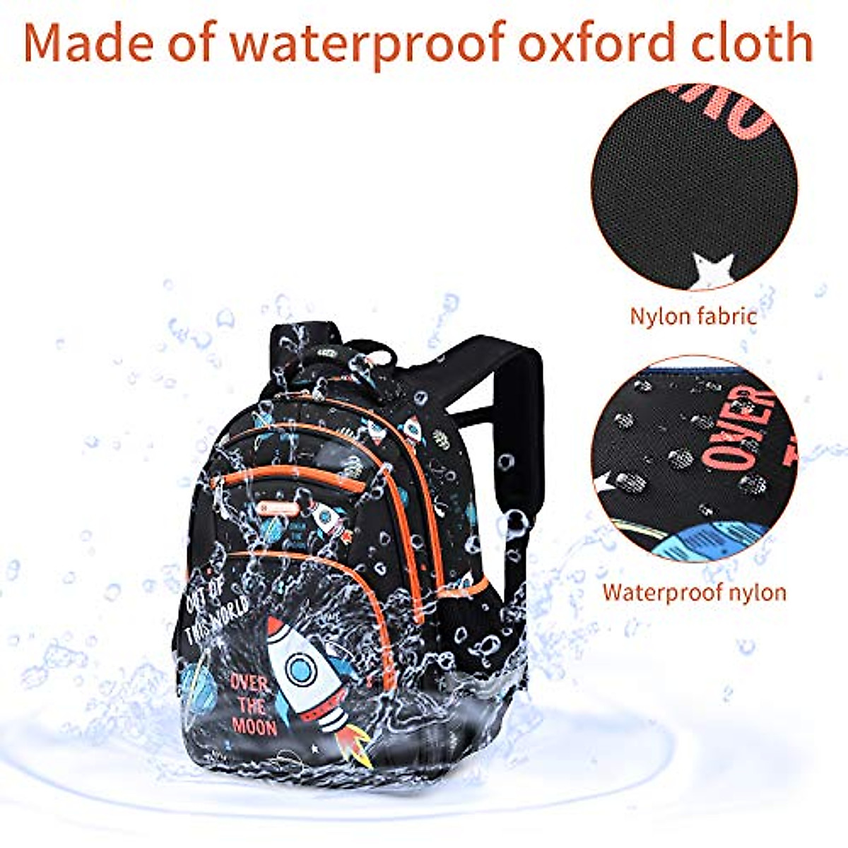 Cusangel Boys Backpack Kids Backpack for Boy Elementary Preschool School Bags 17 Inch Space Backpack Multi Compartment,Sturdy Durable Chest Strap Side Pockets larger size for Age 8-12 (Space-Black)