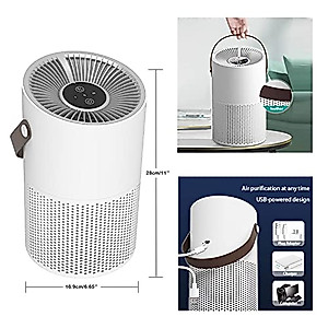 Air Purifier for Home Large Room Pets and Dust Portable Air Purifiers for Dorm Room with True HEPA Filter Effectively Remove 99.97% of Dust Smoke Dander Pollen Odors(USB Charging)