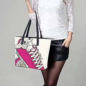 Womens Handbag Dog Leather Tote Bag Top Handle Satchel Bags For Lady