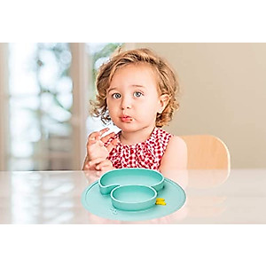 Lightening Baby Plate Silicone Toddler Plates Suction Placemat Divided Duck Dishes for Kids and Infants One-Piece Strong Suction, BPA Free, Microwave Dishwasher Safe