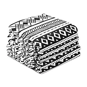 susiyo Aztec Tribal Black and White Kitchen Dish Towel, Set of 4 Pcs Soft Polyester Dish Cloth for Cooking Washing, 28 X 18 Inch