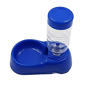 FUUIE Bowls for Food and Water Automatic Drinking Bowl Pet Drinking Device (Color : Blue, Size : 22CM)