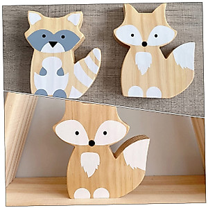 VOSAREA 2pcs Fox Ornament Gift Registry by Name Ornament Crafts Baby Milestone Blocks Desk Topper Cute Fox Figure Wood Fox Tabletop Fox Dining Room Decor for Table Model Desktop Wooden
