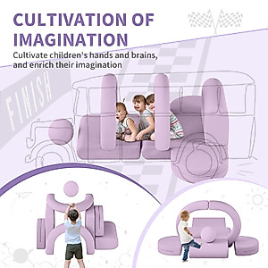 wanan Modular Kids Play Couch, 8PCS Kids Couch with Balls and Tunnel, Kids Couch for Playroom and Bedroom, Kids Modular Couch for Playing, Creativing, Modular Couch Kids (Blueberry)