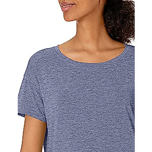 Amazon Essentials Women's Studio Relaxed-Fit Lightweight Crewneck T-Shirt (Available in Plus Size), Blue Heather Nightshadow, Large