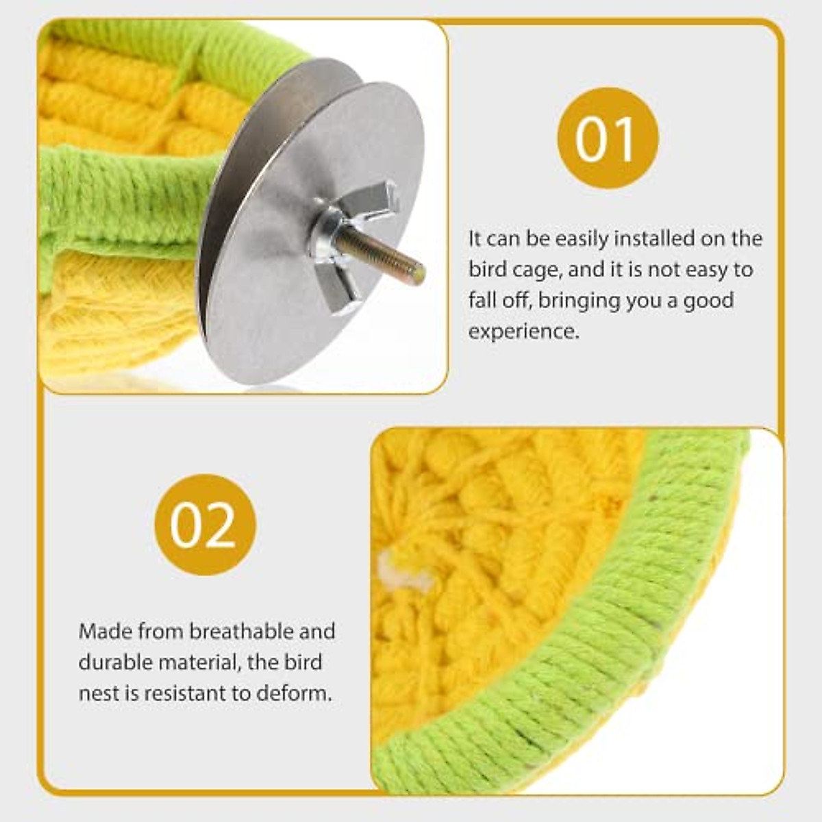 Ipetboom Cotton Rope Bird Nest Breeding Nest Hatch House Cage Finch Parrot Canary Nest Bird Nest Pigeon Nesting Bowls Bird Breeding Hatching Nest for Birds Parrot Breeding Nest 3pcs