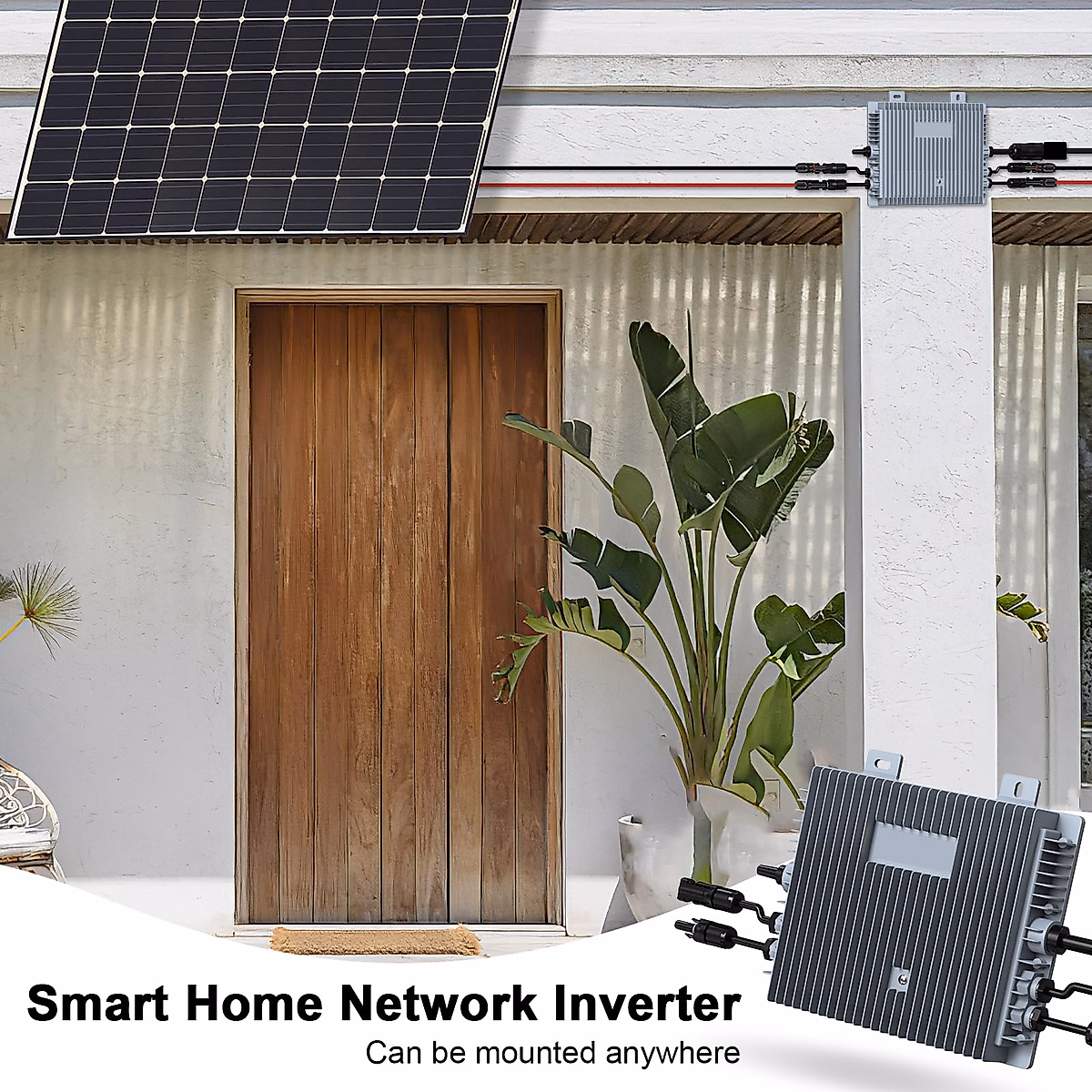 800W Micro Inverter, MPPT Grid Tie Solar Inverter with WiFi & App, DC to AC 240V 208V Micro Inverter, IP67 Waterproof Micro Inverters for 2 Solar Panels (US Plug)