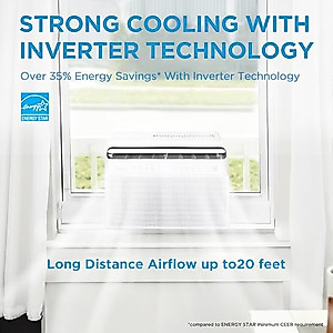 Midea 8,000 BTU U-Shaped Smart Inverter Window Air Conditioner– Ultra Quiet with Open Window Flexibility, Compatible with Alexa/Google Assistant, 35% Energy Savings,White