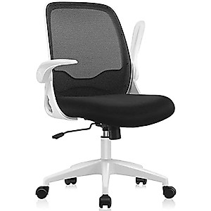 FelixKing Office Chair, Ergonomic Mesh Desk Chair with Adjustable Height, Swivel Computer Rolling Task Chair with Lumbar Support and Flip-up Arms, Conference Room White