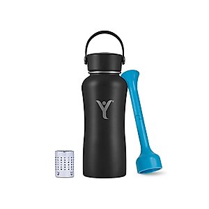 DYLN 16 oz Alkaline Water Bottle | Creates Premium Water up to 9+ pH | Keeps Cold for 24 Hours | Vacuum Insulated 316 Stainless Steel | Standard Mouth Cap | Black, 16 oz (480 mL)