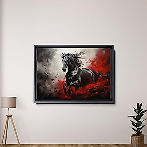 Majestic Black Stallion Galloping In The Clouds, Black Horse On Salt Flats, Canvas Print, Black Horse Print, Black Horse Wall Art