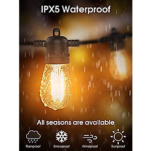 NIUAWASA Outdoor String Lights Patio Light 64FT LED Dimmable Lighting 23 Shatterproof S14 Plastic Bulbs 20 Hanging Sockets Waterproof for Outside Cafe Bistro Porch Gazebo Backyard Party Deck Garden
