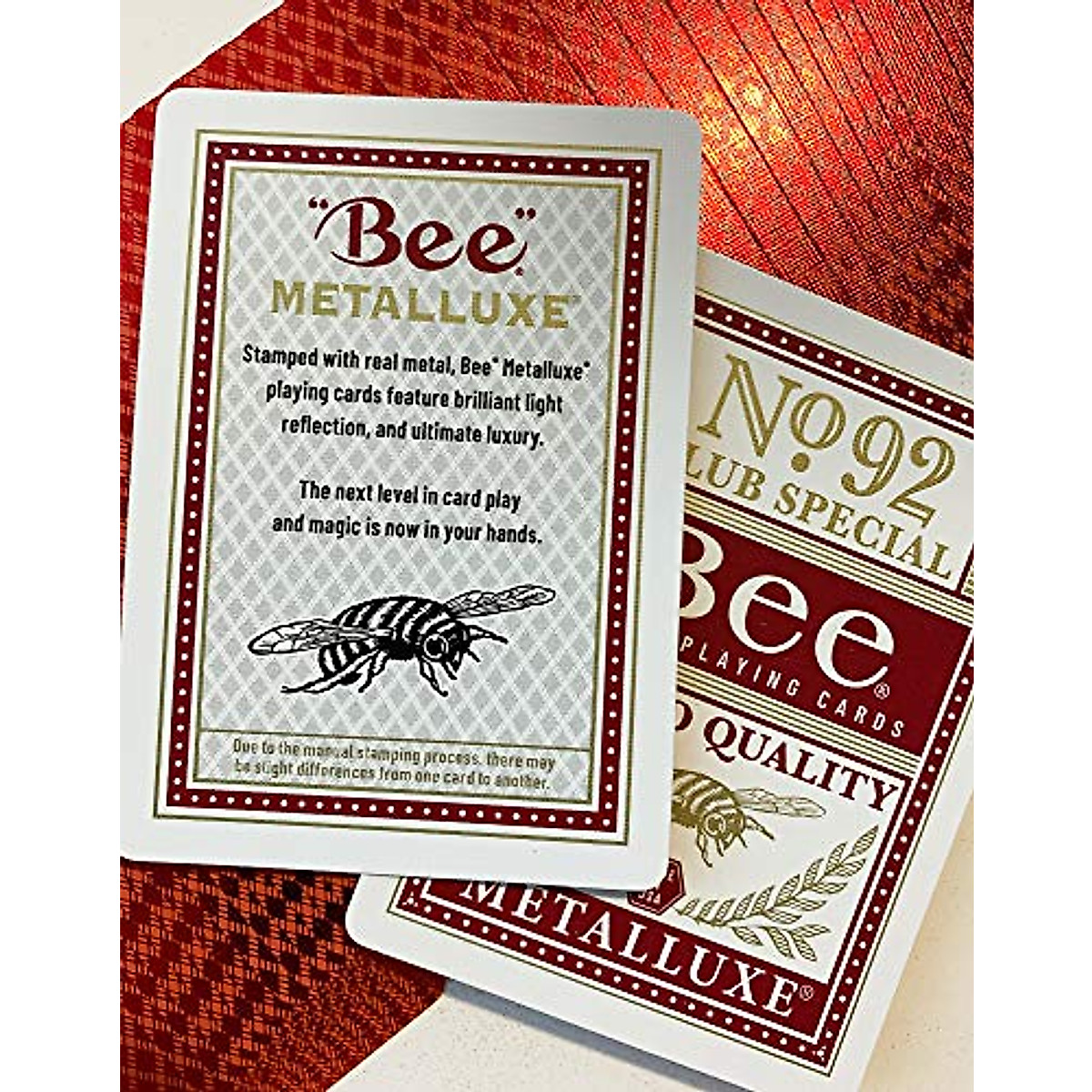 bee MetalLuxe™ Playing Cards - Red Foil Diamond Back, Standard Index