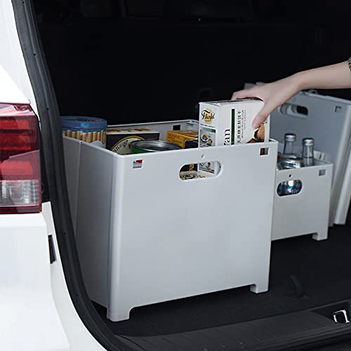 Alacati - Collapsible Laundry Baskets With Handles - Foldable Plastic Laundry Hamper Wall Mount - White Portable Dirty Clothes Baskets Square - Space Saving Flexible Bathroom Storage Organizer Bin