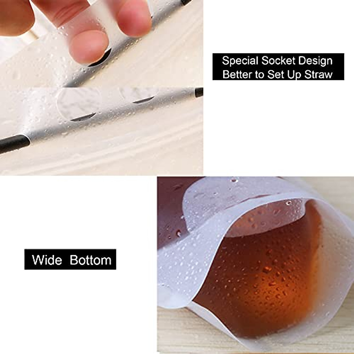 Muka 50 PCS 16 OZ Reusable Frosted Stand up Juice Pouches with Reusable Straws, Hand-held, 4 Mil