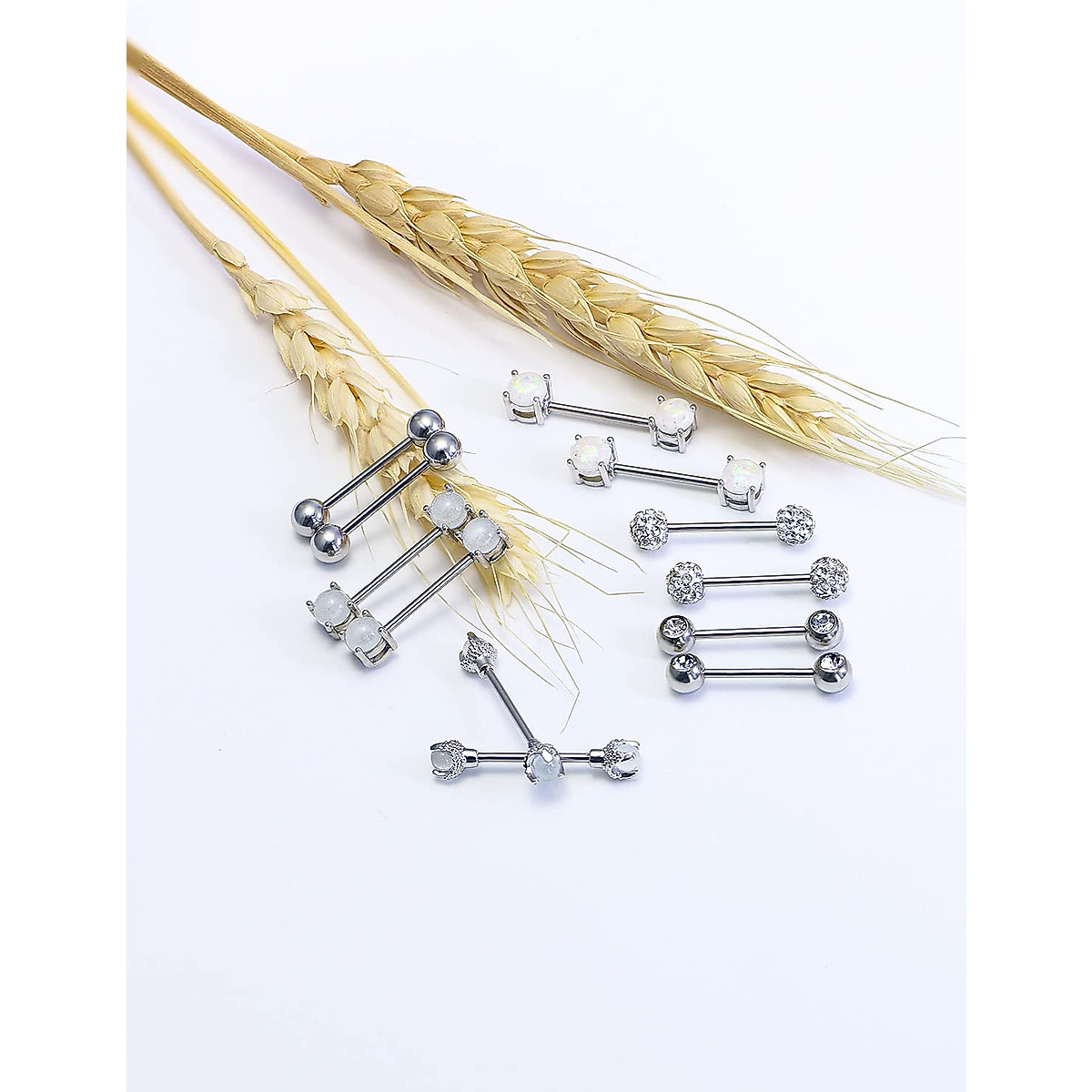 Vsnnsns 16G Nipple Rings for Women Stainless Steel Dragon Claw Nipple Rings Nipple Piercing Jewelry CZ Nipple Rings Surgical Steel Nipple Jewelry Barbell Body Piercing Jewelry Silver 6 Pairs