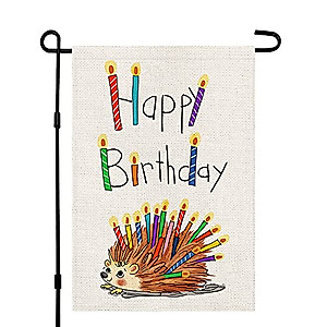 Happy Birthday Garden Flag 12x18 Inch Vertical Double Sided Yard Banner Cartoon Outdoor Decor Signs Birthday Party DF084