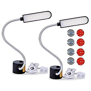 EVISWIY Sewing Machine Light LED Lighting (30LEDs) 6 Watt Multifunctional Flexible Gooseneck Arm Work Lamp with Magnetic Mounting Base for Workbench Lathe Drill Press 2 Pack