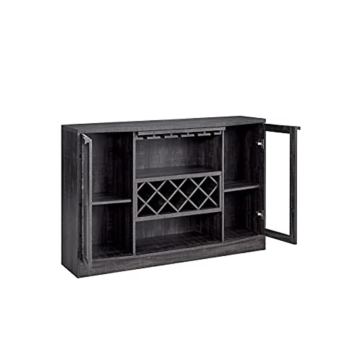 Home Source Jill Zarin Espresso Bar Cabinet with Curved Glass Doors