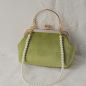 YLLWH Handmade Ancient Style Embroidery Han Chinese Clothing Bag Vintage Cheongsam Women's Crossbody Pearl Coin Purse