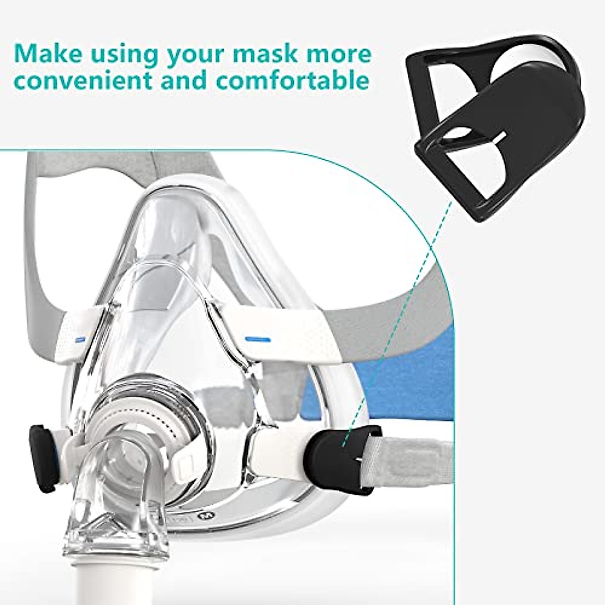 AirFit & AirTouch N20 / F20 / F30 / F30i Magnetic Headgear Clip (X4) Replacement Headgear Clips CPAP Supplies Fit for Resmed Airfit AirTouch Full Face Mask – 4 Clips – Black