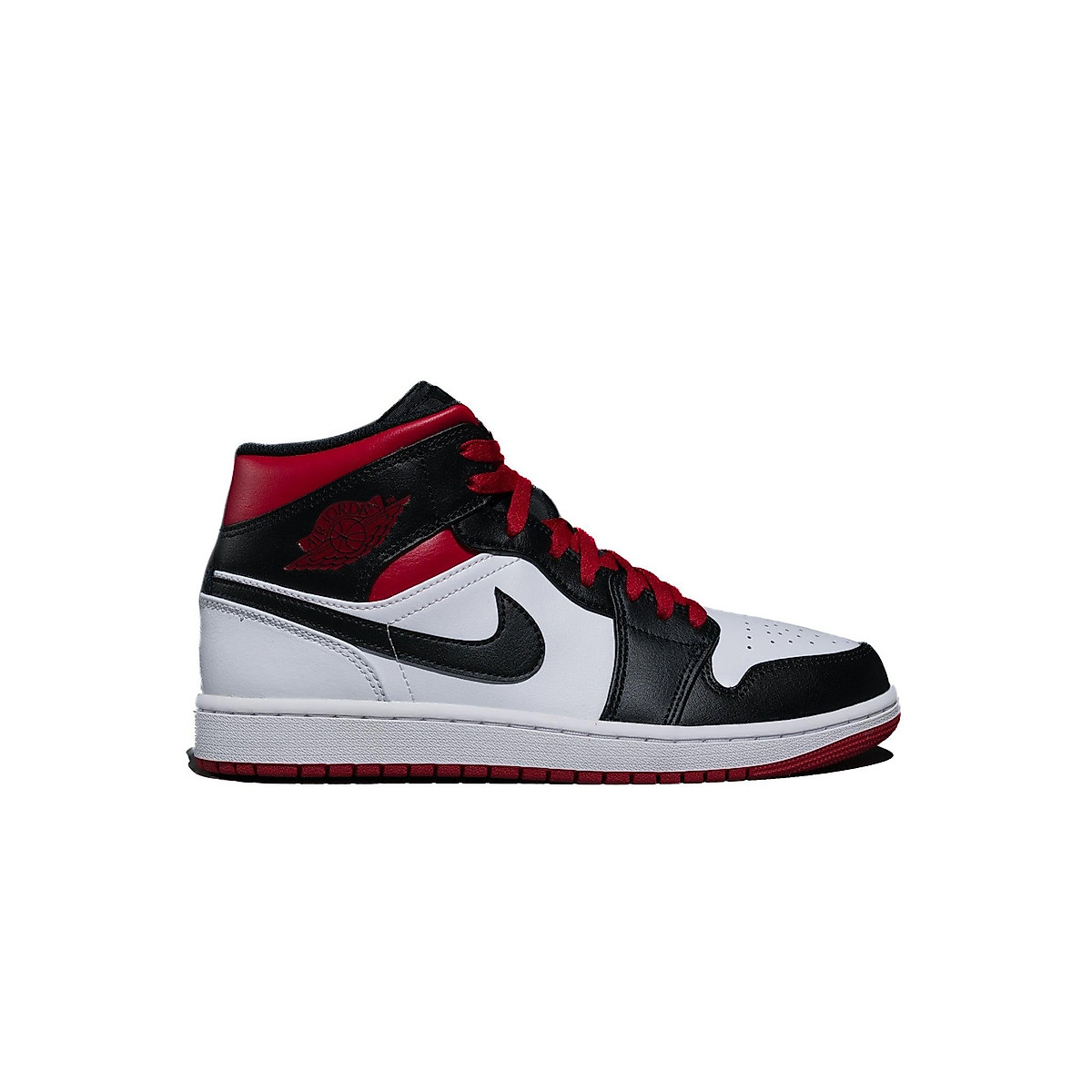 Jordan Men's 1 Mid White/Gym Red-Black (DQ8426 106) - 10