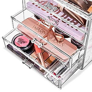 Sorbus Clear Cosmetics Makeup Organizer - Space Saving Acrylic Jewelry & Make Up Organizers and Storage Display - Stylish Makeup Organizer for Vanity & Bathroom Organization (4 Medium Drawers)