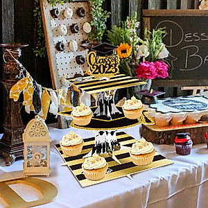 2023 Graduation Cupcake Stand for Graduation Party Decorations Supplies 3 Tier Class of 2023 Cardboard Dessert Stand for 24 Cupcake Toppers Picks
