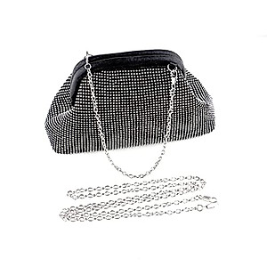 TJLSS Hobos Design Rhinestones Women Evening Bags Golden Soft Rhinestones Clutches Party Diamonds Shoulder Handbags (Color : E, Size