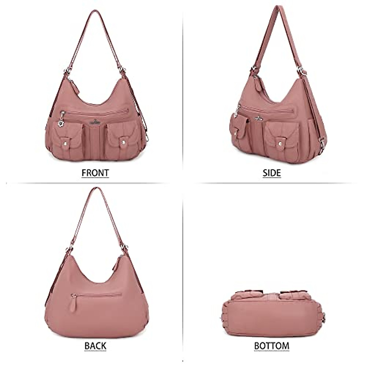 Soft Washed Leather Hobo Women Handbags Roomy Multiple Pockets Street ladies' Shoulder Bag Fashion Tote Satchel Bag