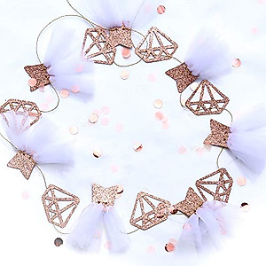 pinkblume Rose Gold Bride To Be Banner Sign Double Sided Glitter Paper 3D Wedding Dress Diamond Bride Garland Bunting for Bridal Shower Wedding Engagement Bachelorette Hen Party Decorations Supplies
