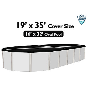 Buffalo Blizzard Deluxe Winter Cover for 16-Foot-by-32-Foot Oval above-Ground Swimming Pools | Blue/Black Reversible | All Covers Include 3-Feet of Overlap Material to Measure 19-Feet-by-35-Feet